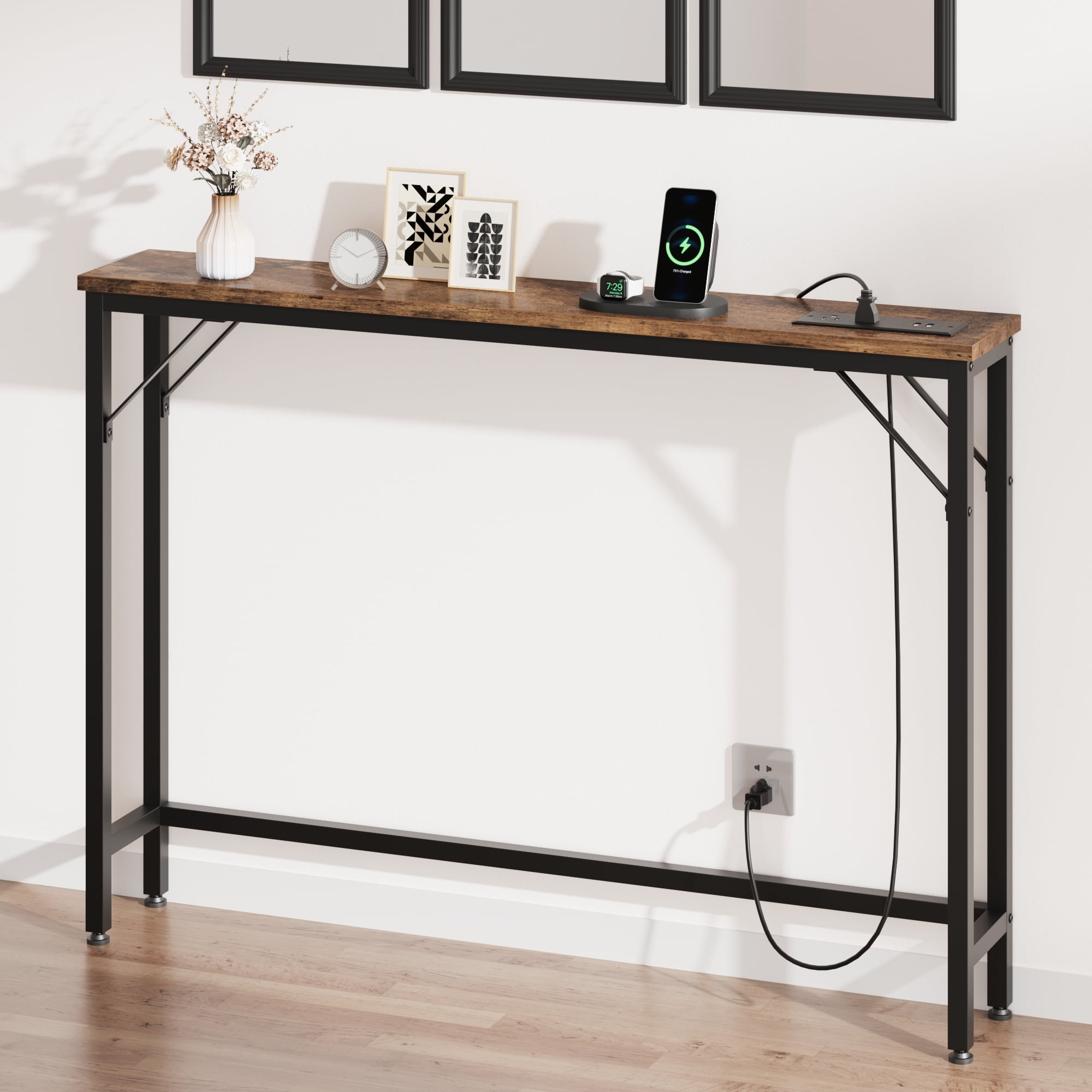 5.9"W Narrow Console Table with/without Outlets, Skinny Behind Couch ...