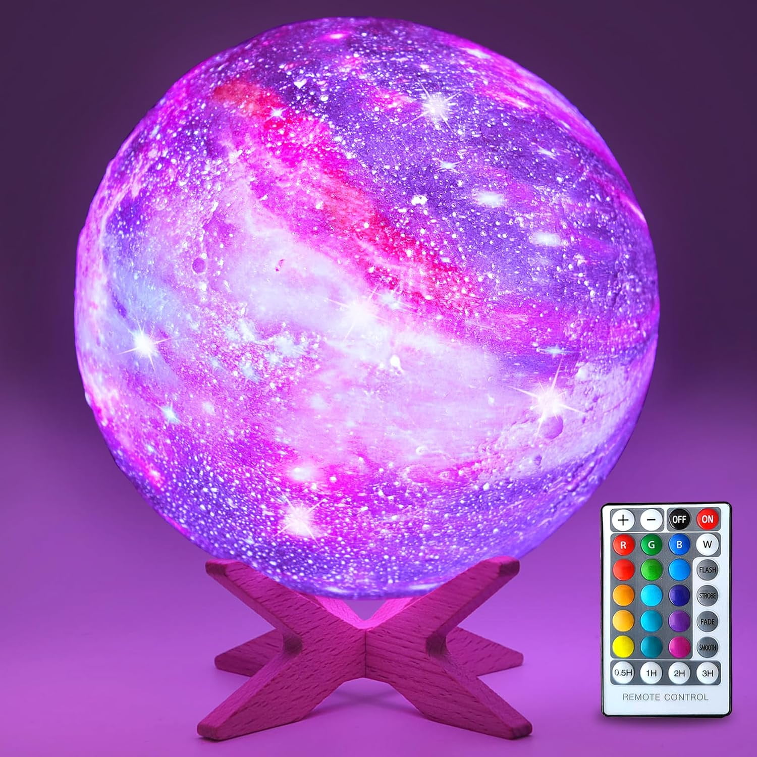 5.9 inch Galaxy Moon Lamp Remote & Touch Control 16 Colors Night Light ...