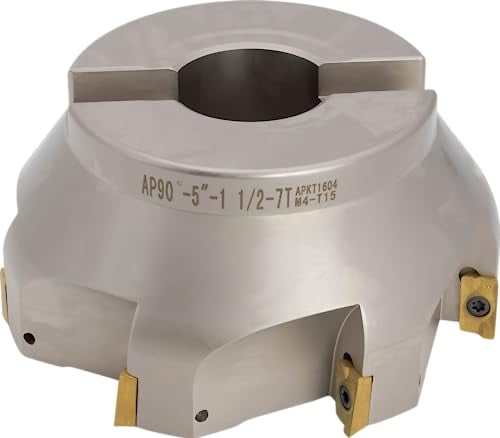 5" 90° Indexable Face (Shell) Mill, for Square Shoulder Milling, 1 1/2 ...