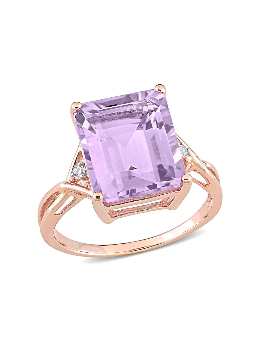 5.91 Carat (Ctw) Emerald Cut Rose De France Ring in Rose Sterling ...