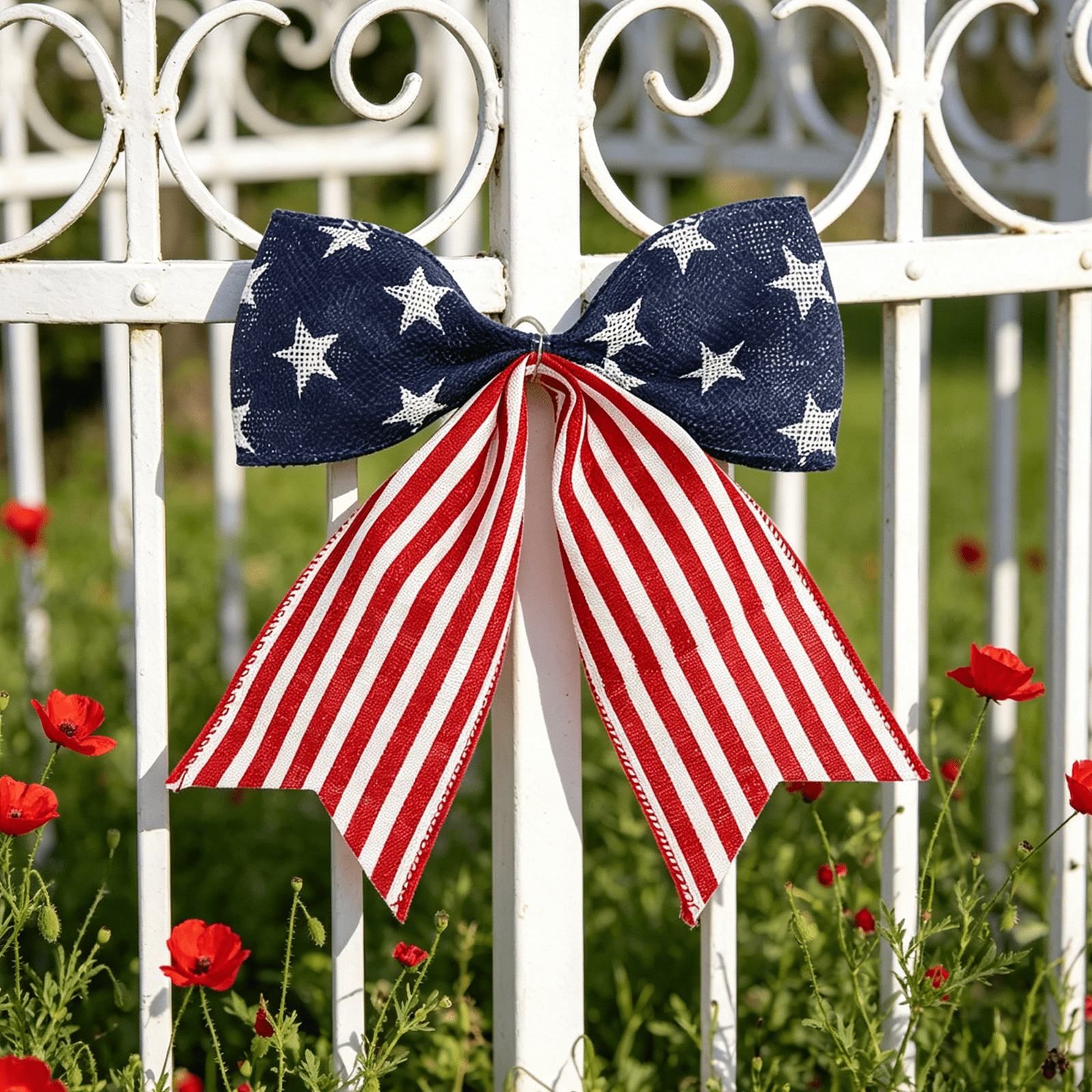 5.91" Patriotic Star & Stripe Bow, American Flag Design, Decorative ...