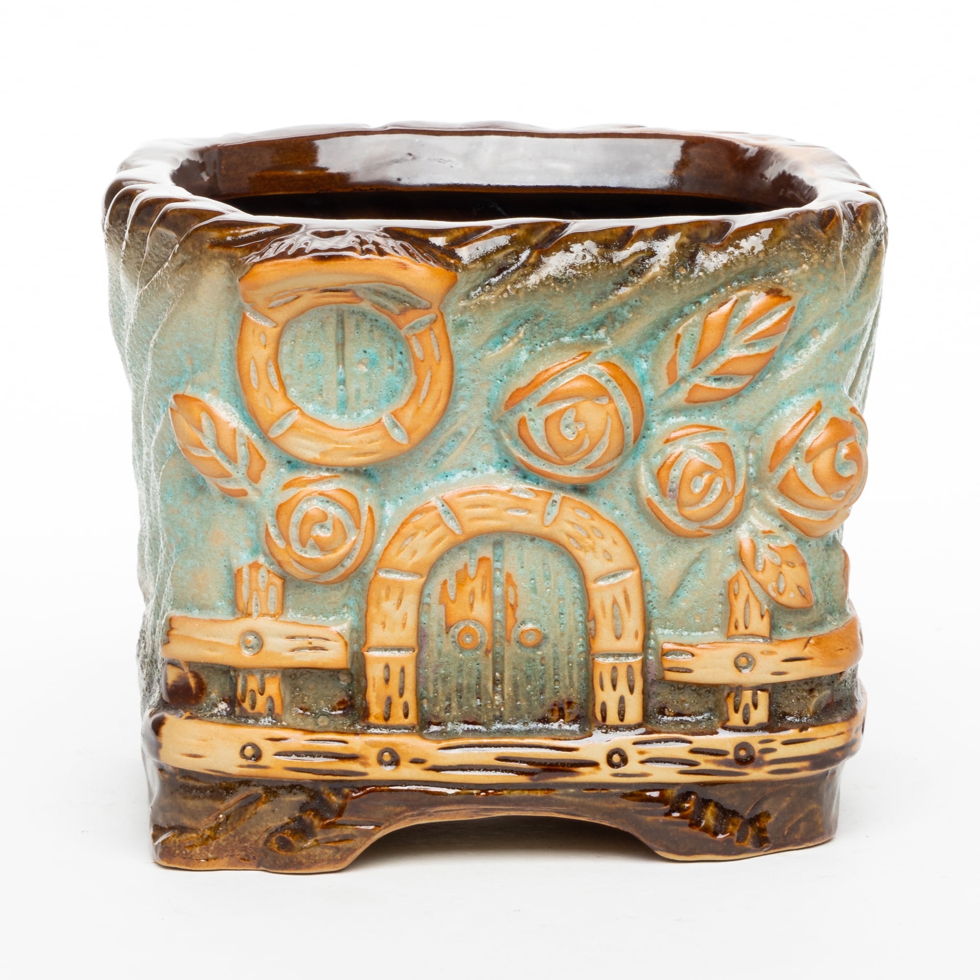 5.91" Small Light Green Square Ceramic Planter Pot with Drainage Hole ...