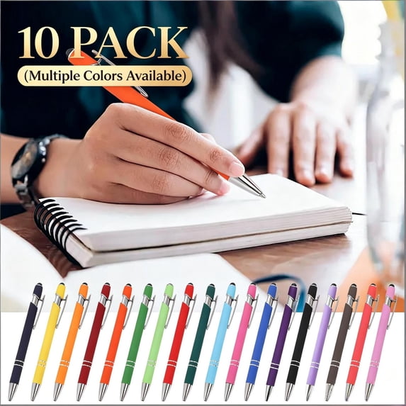 5.91in Aluminum Retractable Stylus Ballpoint Pens, 10‑Pack Multi‑Color ...