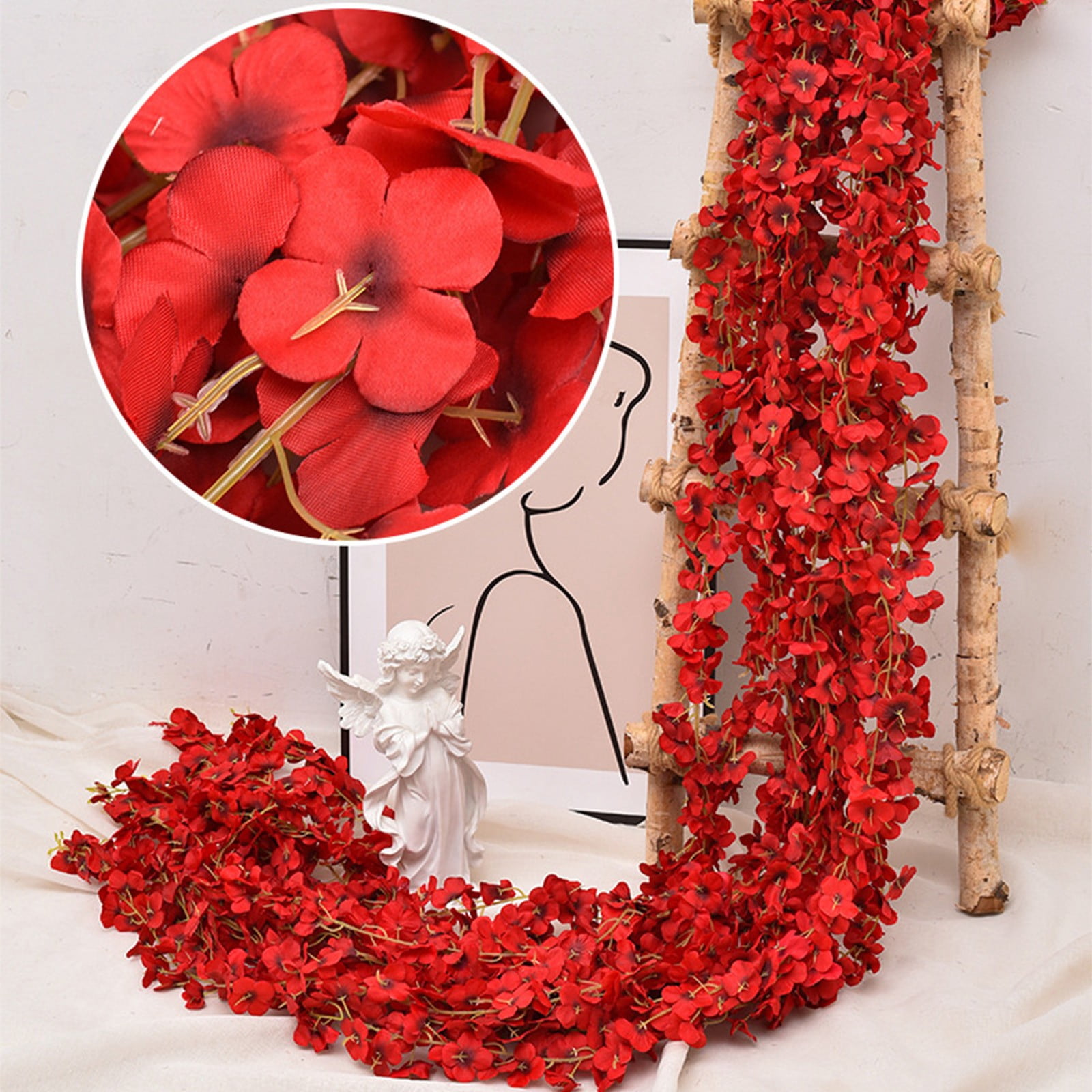 5.9FT Flower Garland,Artificial Hydrangea Vine Flowers,Hanging Fake ...