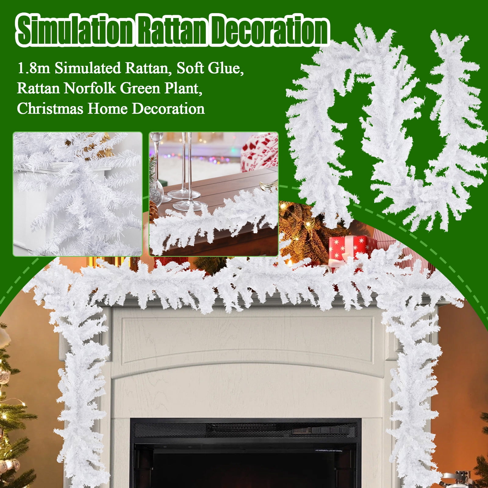 5.9FTArtificial Norfolk Pine Garlands, Real Touch Winter Pine Garland ...