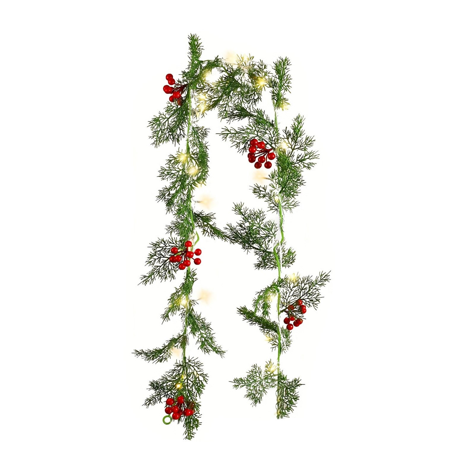 5.9Ft Artificial Pine Rattan With 6.6Ft 20-Light String, Green ...