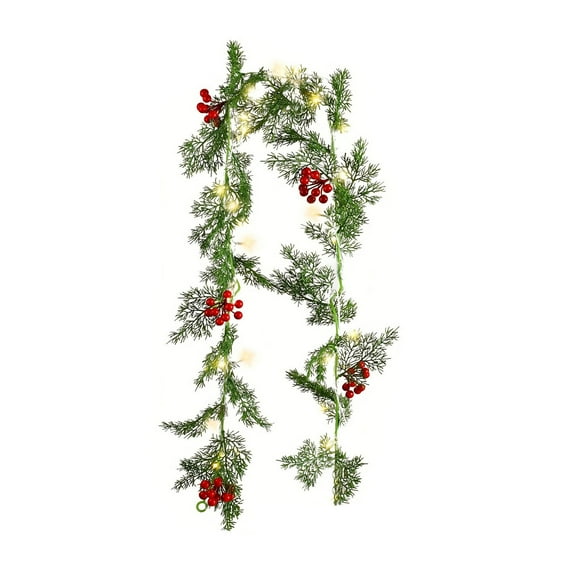 5.9Ft Artificial Pine Rattan With 6.6Ft 20-Light String, Green ...