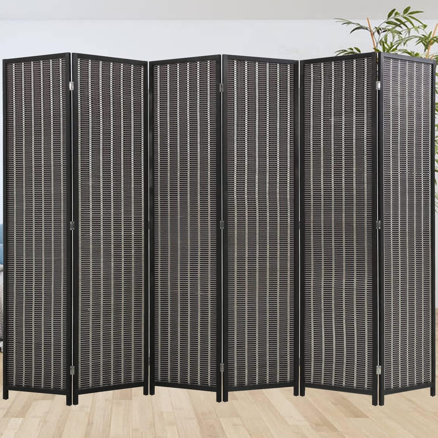5.9Ft Tall Wooden Folding Room Divider - 6 Panel Freestanding Privacy ...