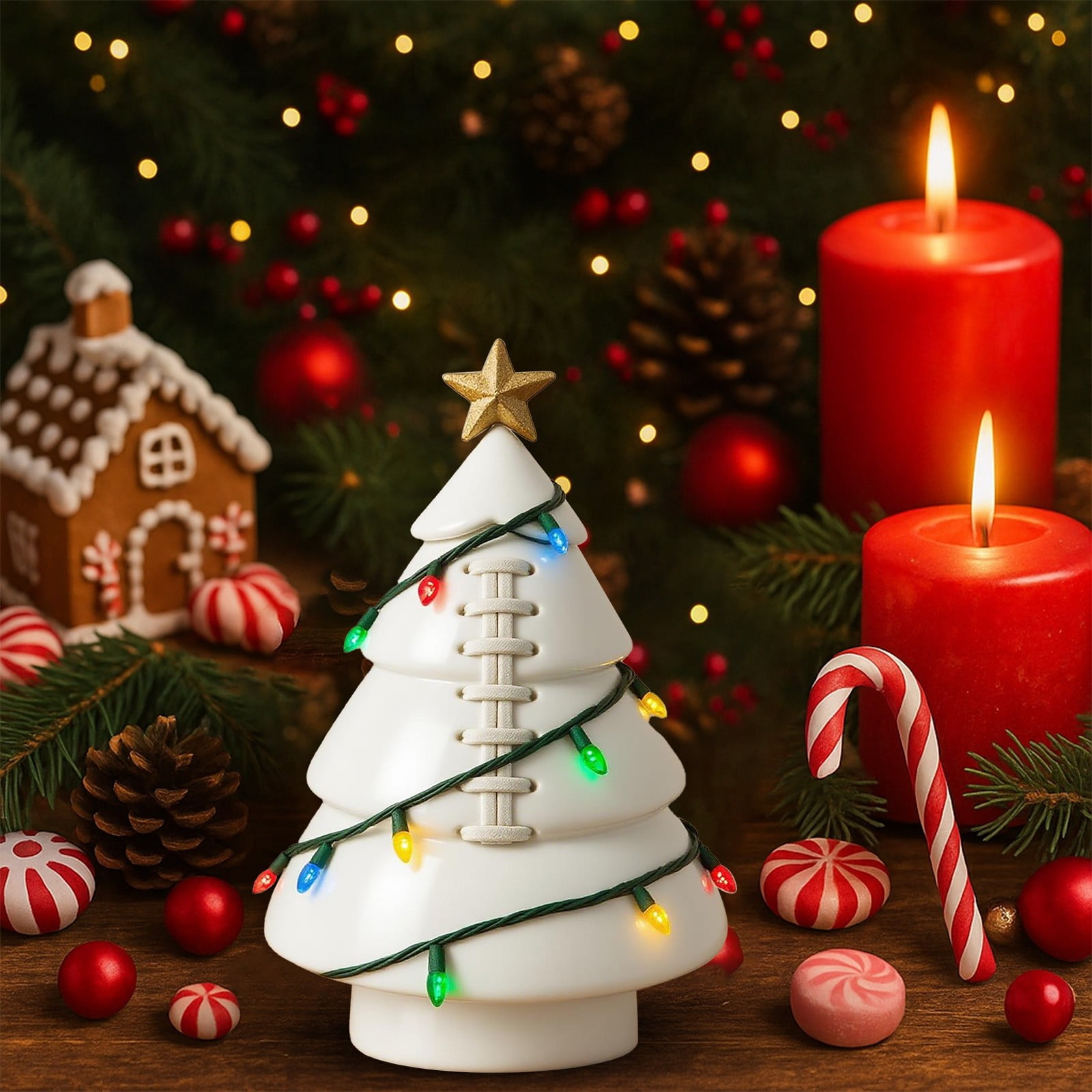 5.9IN Tennis Ball Christmas Tree Sculpted Resin Display - Illuminating ...