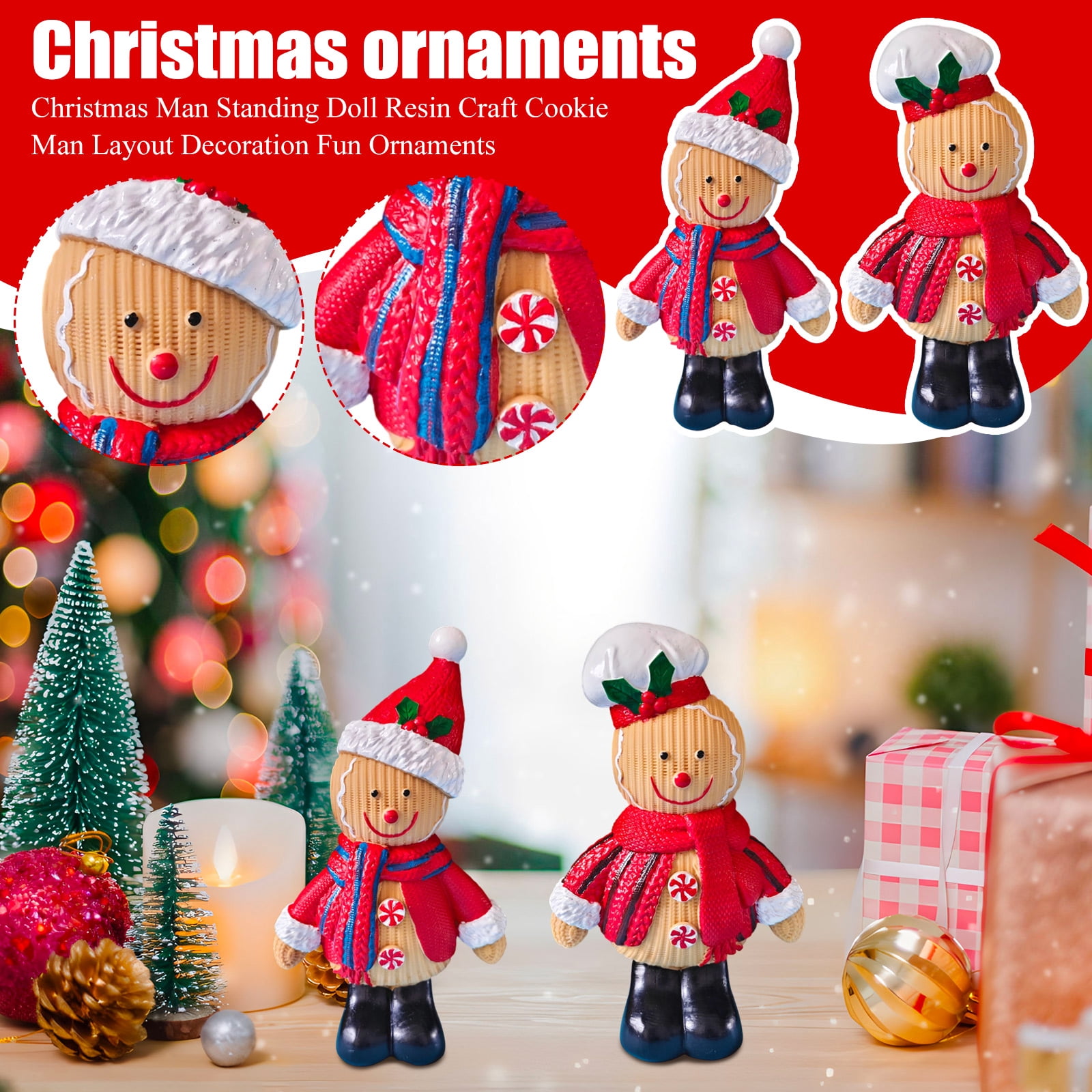5.9Inch Christmas Gingerbread Resin Figure Toy, Cute Gingerbread ...
