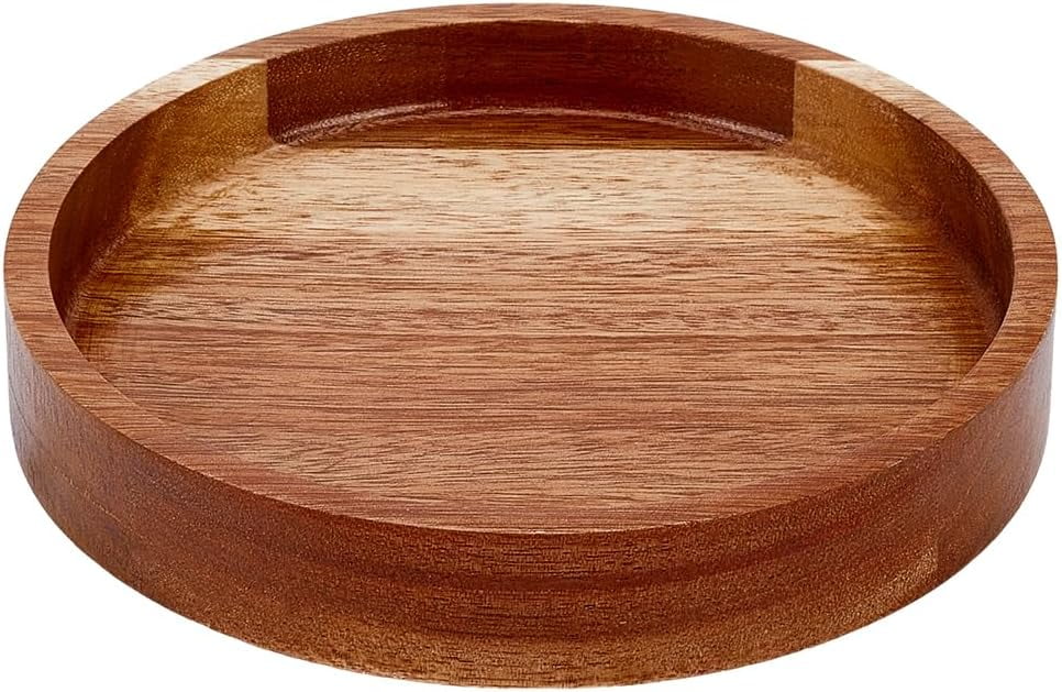 5.9Inch Round Wood Serving Tray Acacia Wood Decorative Serving Platter ...