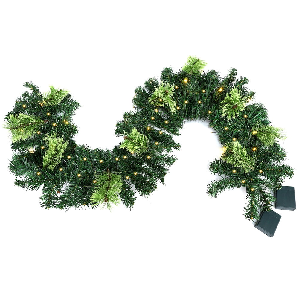 5.9ft Glowing Christmas Garland, Led Light Rattan for Fireplace ...