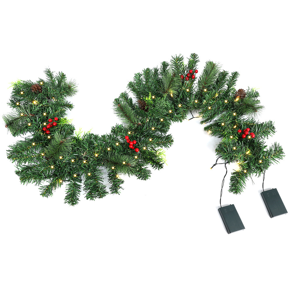 5.9ft Glowing Christmas Garland, Led Light Rattan for Fireplace ...