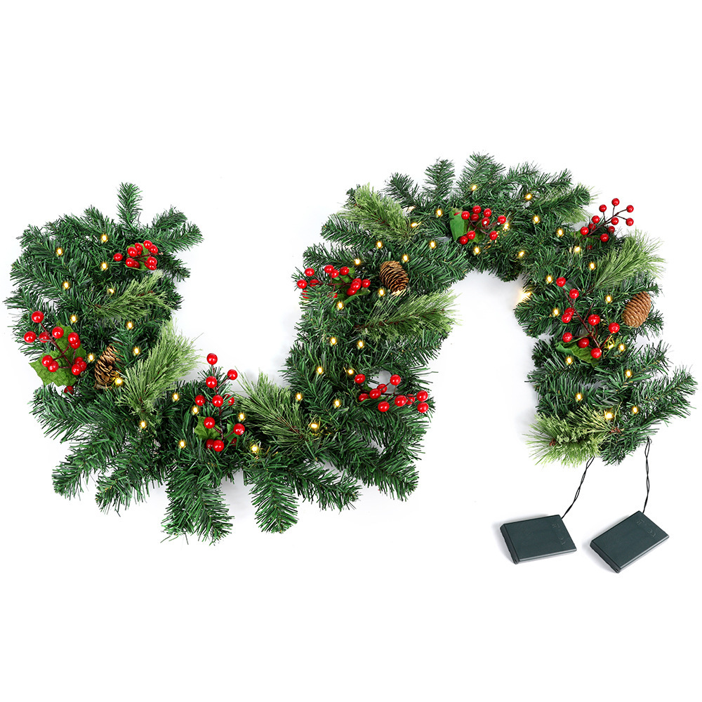 5.9ft Glowing Christmas Garland, Led Light Rattan for Fireplace ...