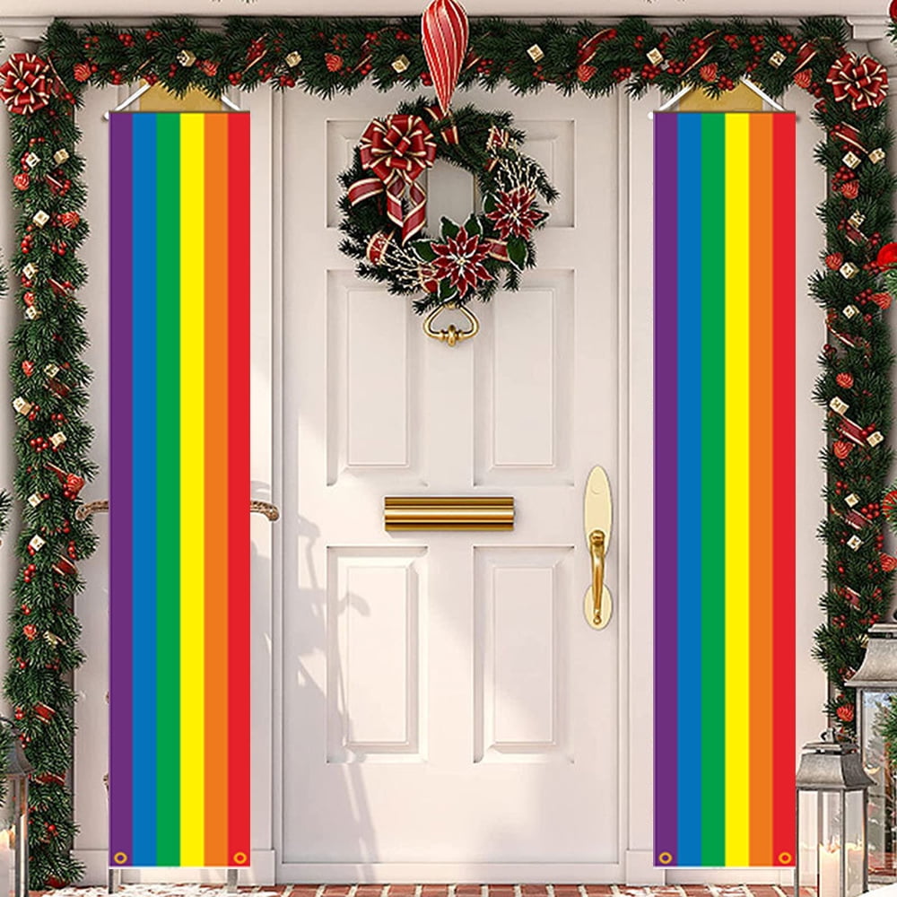 5.9ft Rainbow Flag Couplets LGBTQ Gay Pride Porch Hangings Outdoor ...