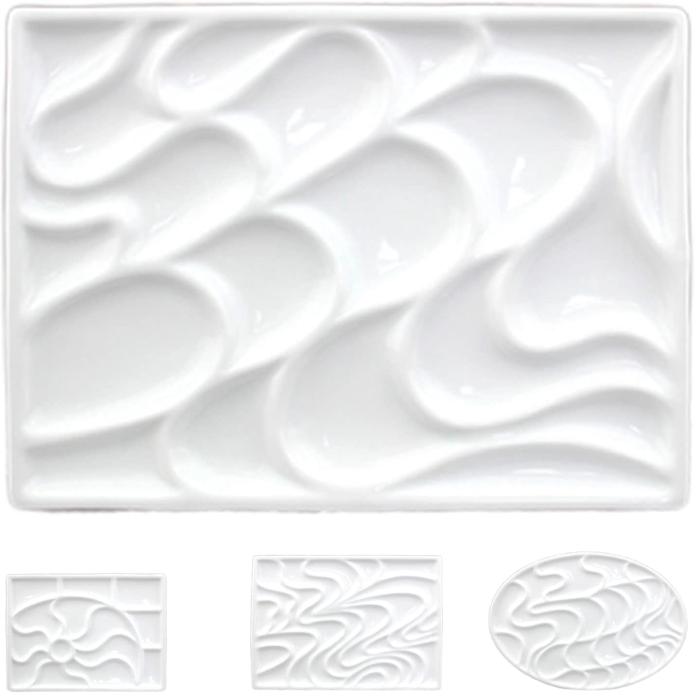 5-9in Ceramic Watercolor Mixing Palette, Square Porcelain Watercolor ...