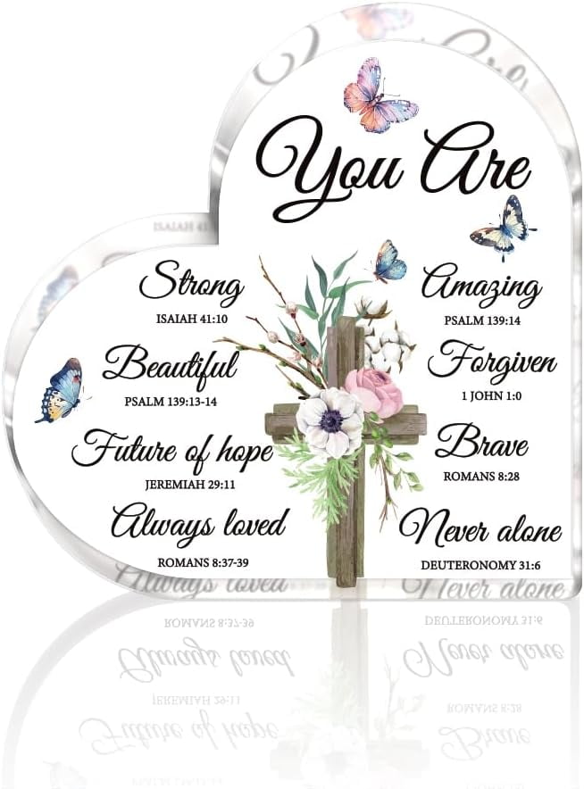 5.9in Christian Gifts for Women Acrylic Heart Plaques Keepsake Sign ...