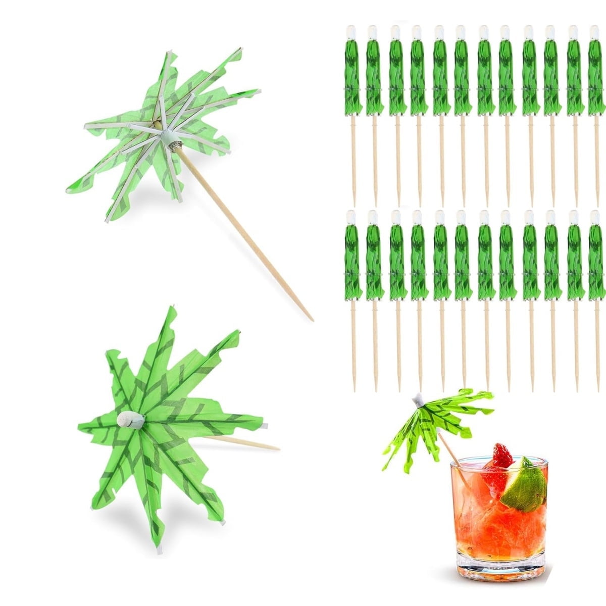 5.9in Paper Umbrella Cocktail Picks,QZS Coconut Palm Tree Paper ...