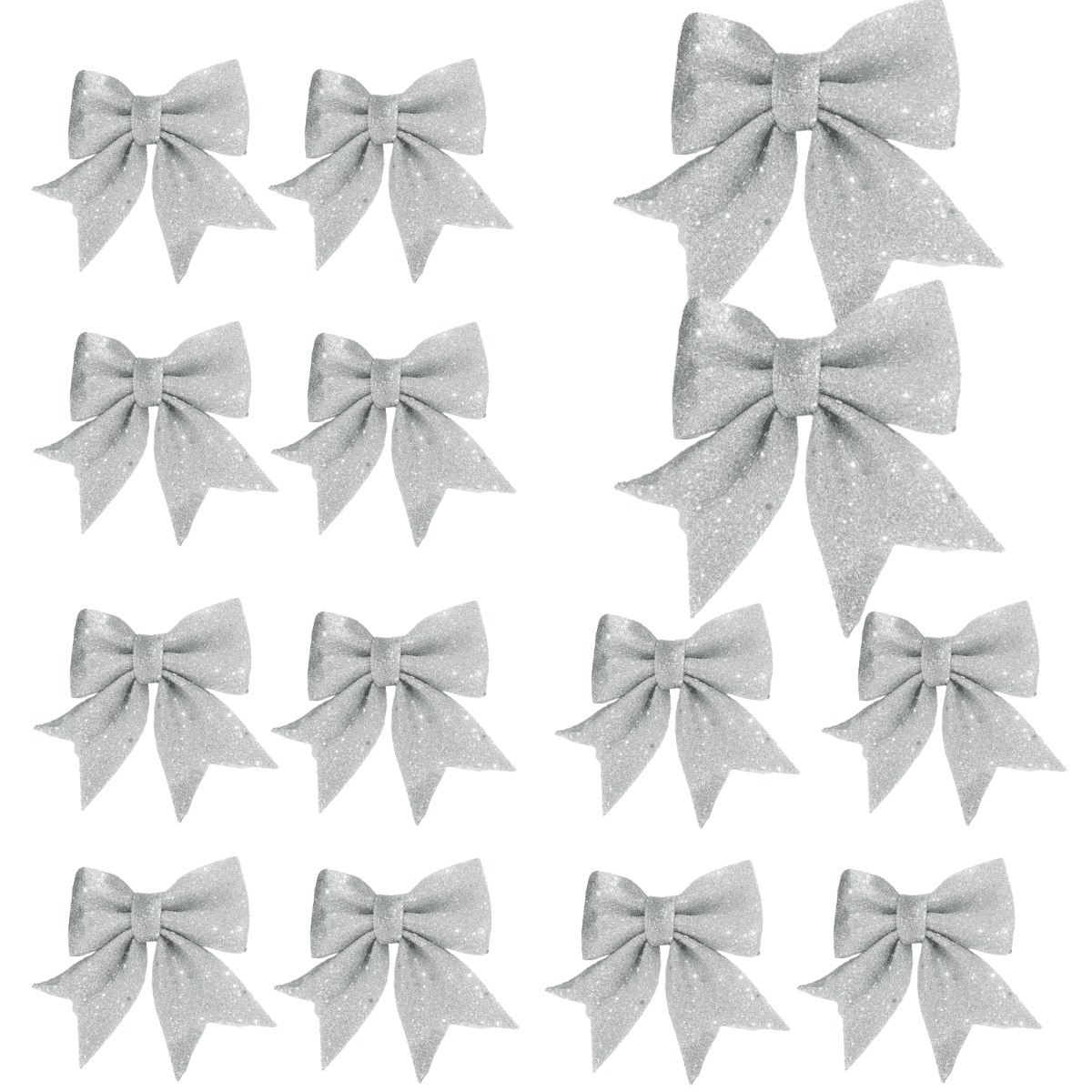 5.9inch Mini Christmas Bow Decorations, MODANU Silver Sequin Wreaths ...