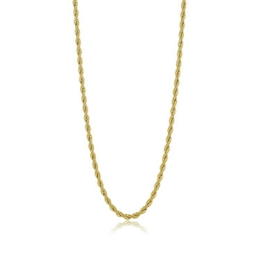 KISPER 18k Gold Stainless Steel Rope Chain Necklace with Lobster Clasp ...