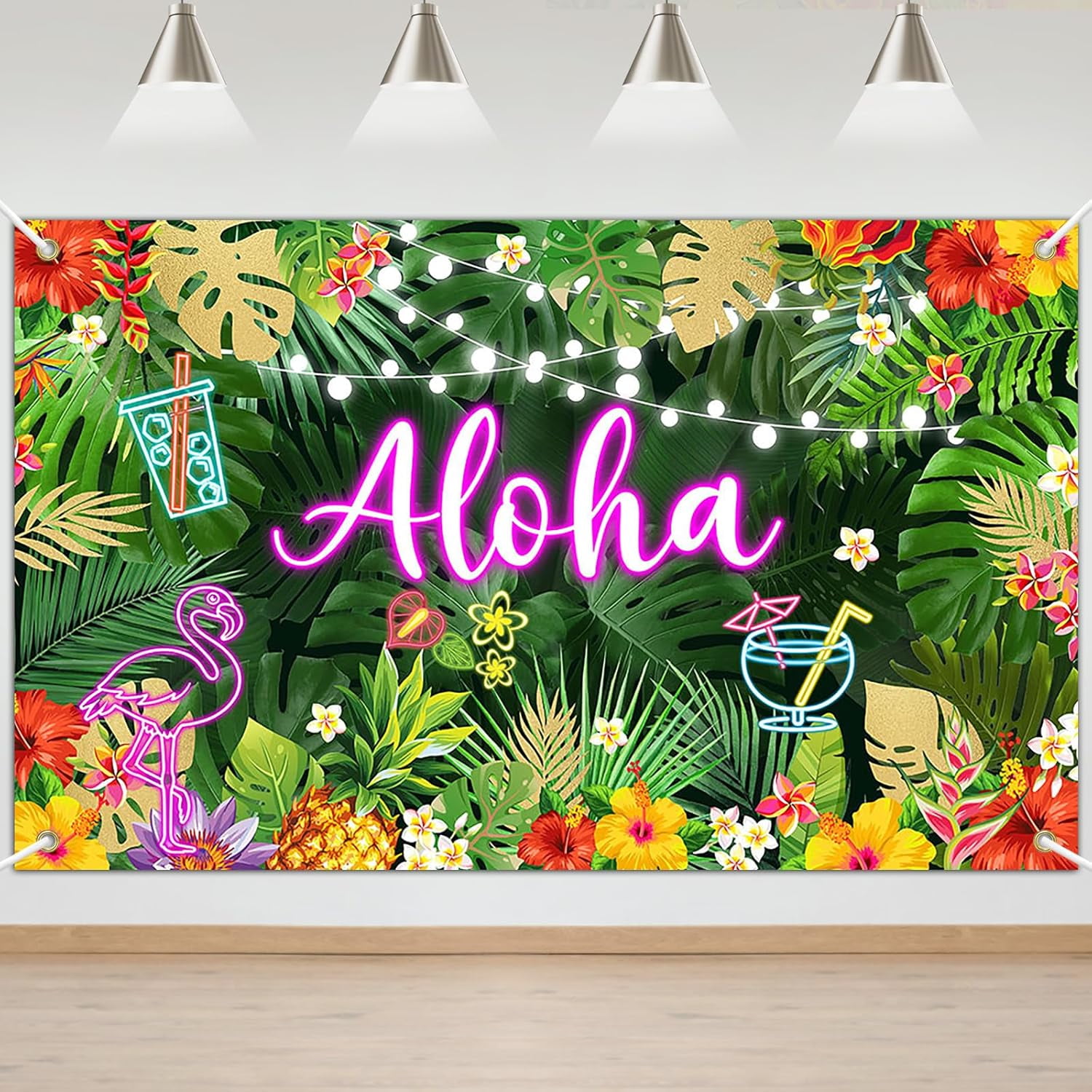 5.9x3.6FT Aloha Decoration Summer Luau Party Banner Backdrop Aloha ...