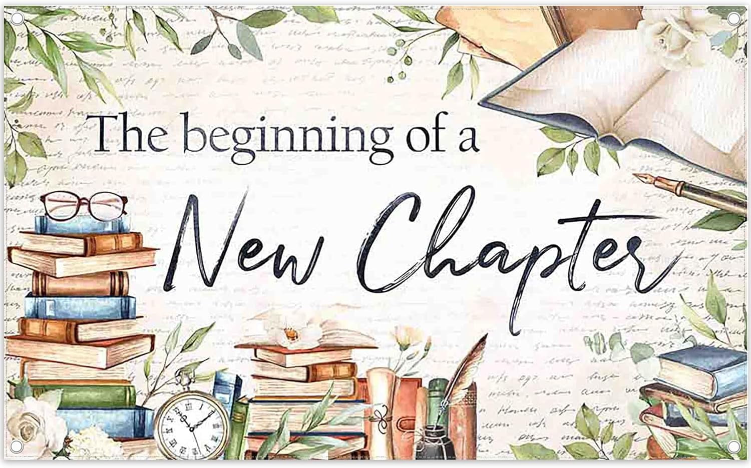 5.9x3.6FT The Beginning of A New Chapter Backdrop Baby Shower Books ...