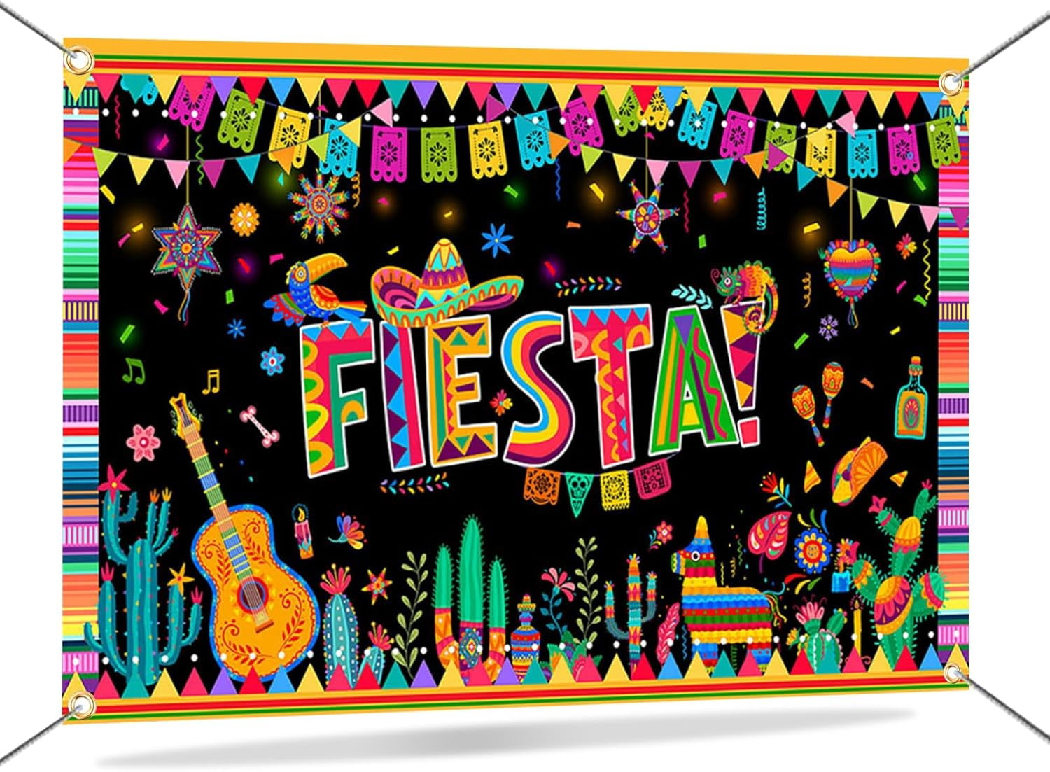 5.9x3.6FT Fiesta Backdrop Mexican Fiesta Festival Carnival Background ...