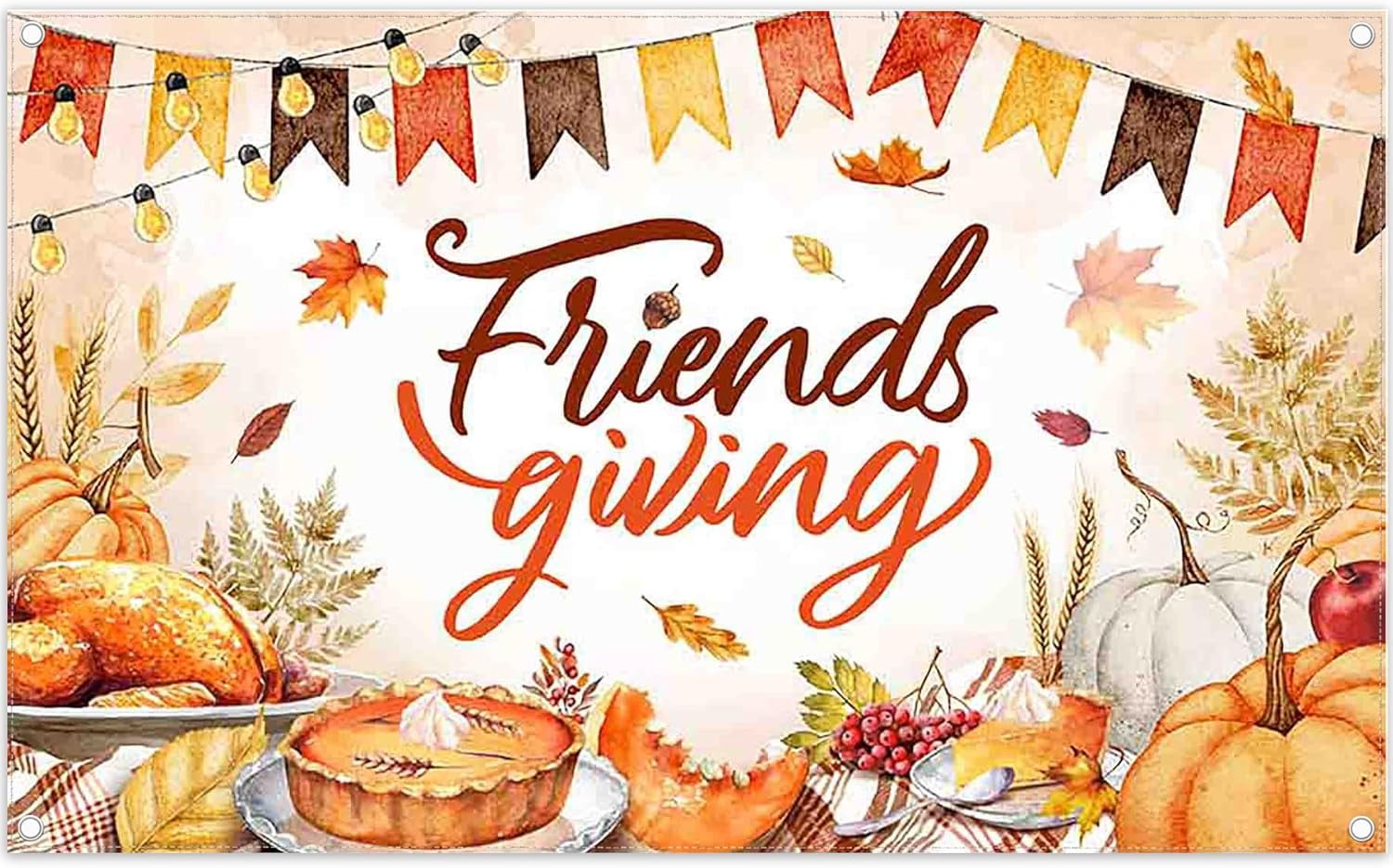 5.9x3.6FT Happy Friendsgiving Backdrop Watercolor Fall Maple Leaves ...