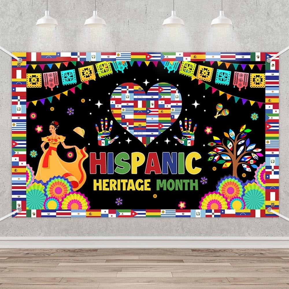 5.9x3.6FT Hispanic Heritage Month Festival Backdrop Banner, Spanish ...