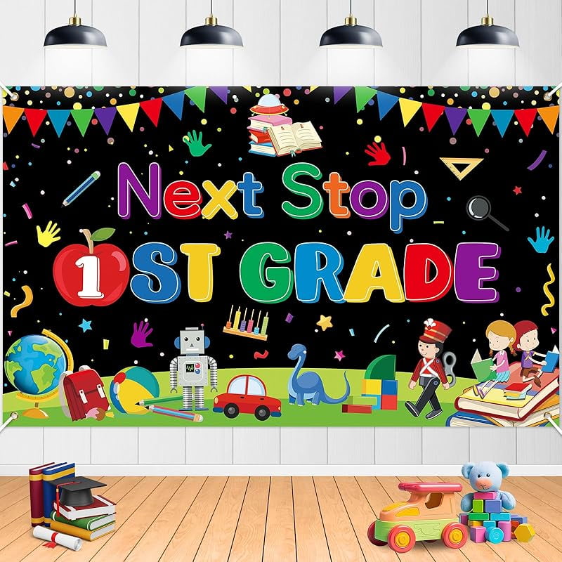5.9x3.6FT Kindergarten Graduation Party Decorations Backdrop Next Stop ...