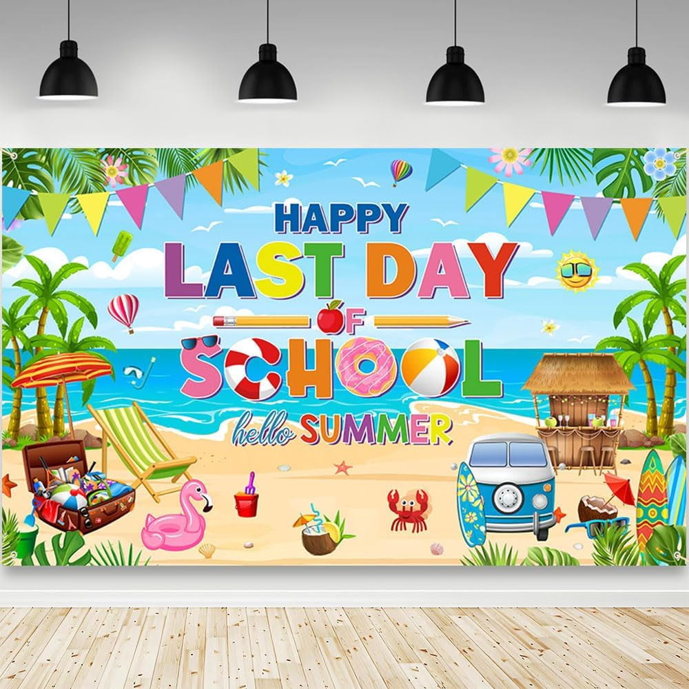 5.9x3.6FT Last Day of School Backdrop Out for Summer End of School Year ...