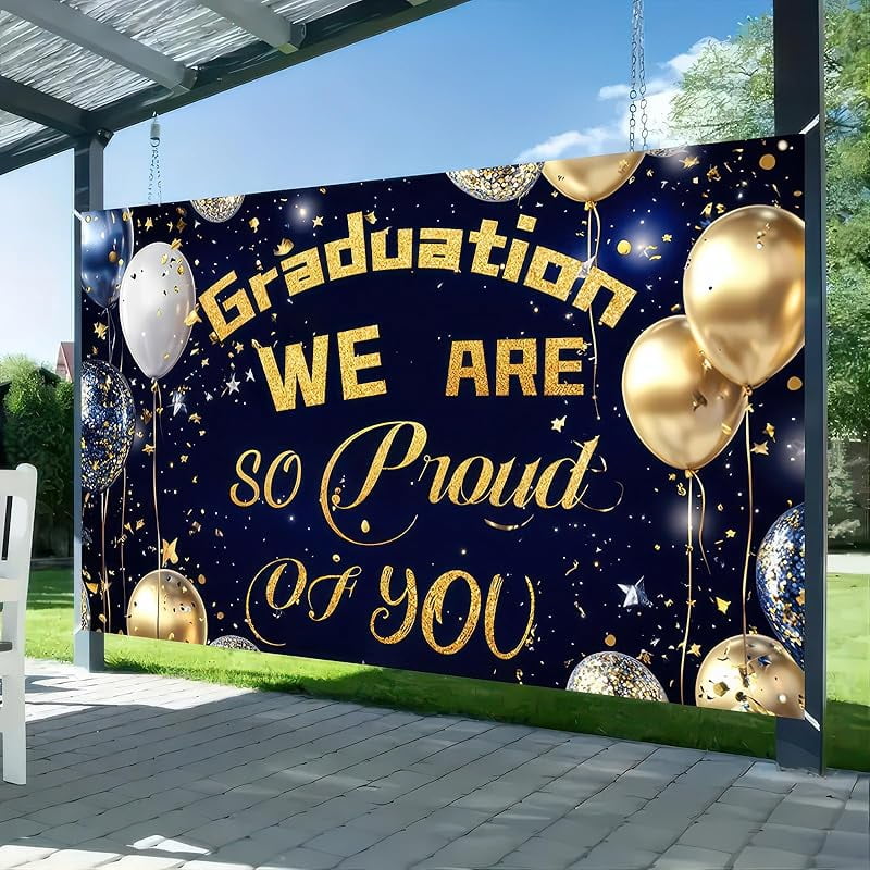 5.9x3.6FT Navy Blue Graduation Banner Congratulations Class of 2025 ...