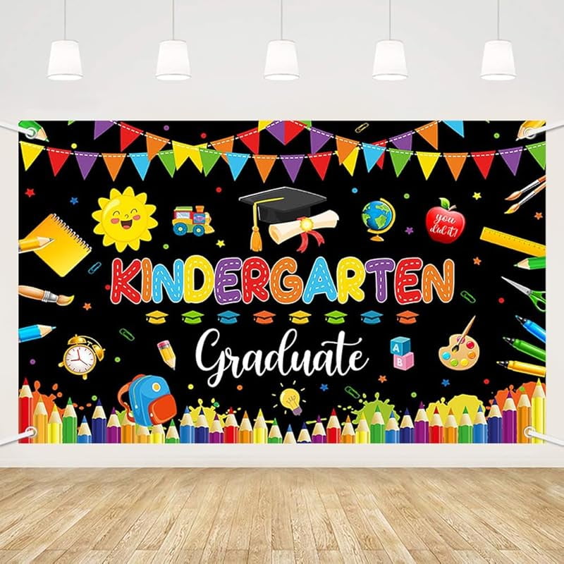 5.9x3.6FT Preschool Kindergarten Graduate Backdrop Congrats Grad Party ...