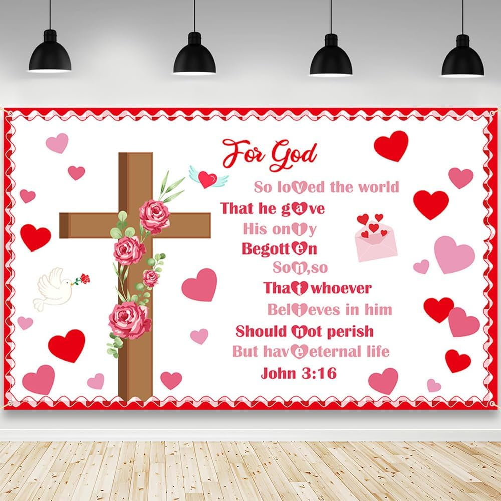 5.9x3.6FT Valentines Christian Backdrop Jesus Valentine's Day ...
