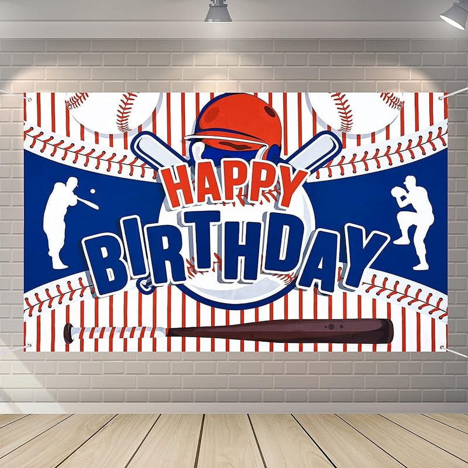 5.9x3.6Ft Baseball Themed Party Banner, Happy Birthday Banner for Boys ...