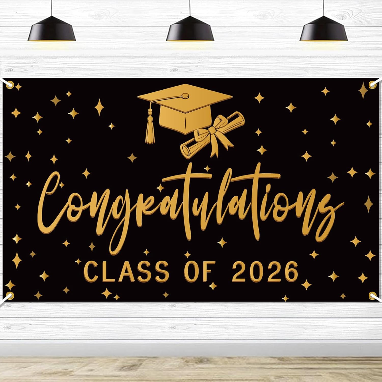 5.9x3.6Ft Congratulations Class of 2026 Backdrop Black Gold 2026 ...