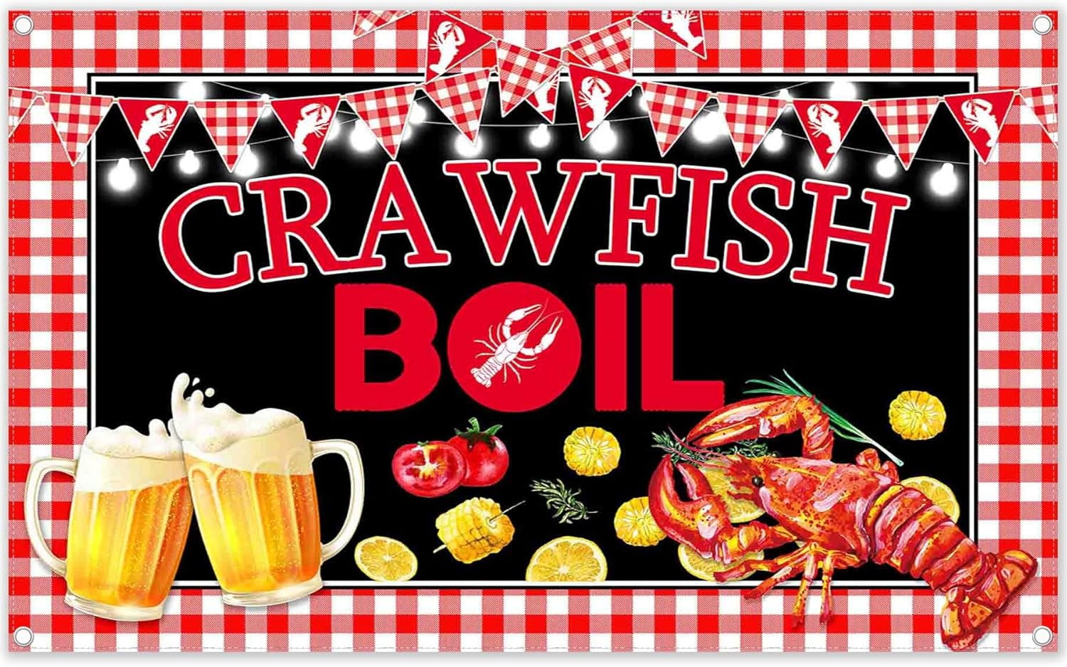 5.9x3.6Ft Crawfish Boil Theme Backdrop Lobster Seafood Banner ...