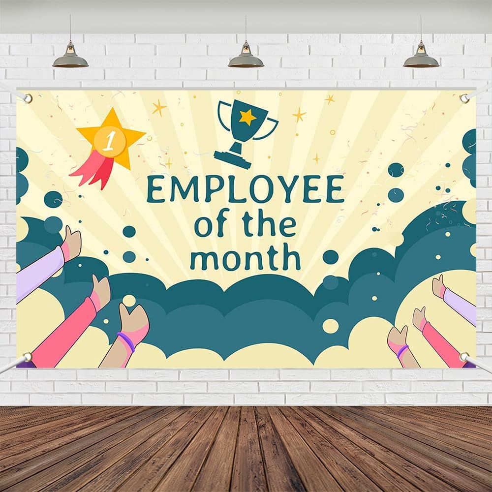 5.9x3.6Ft Employee of The Month Banner Office Best Star Employee Recognition Backdrop ...