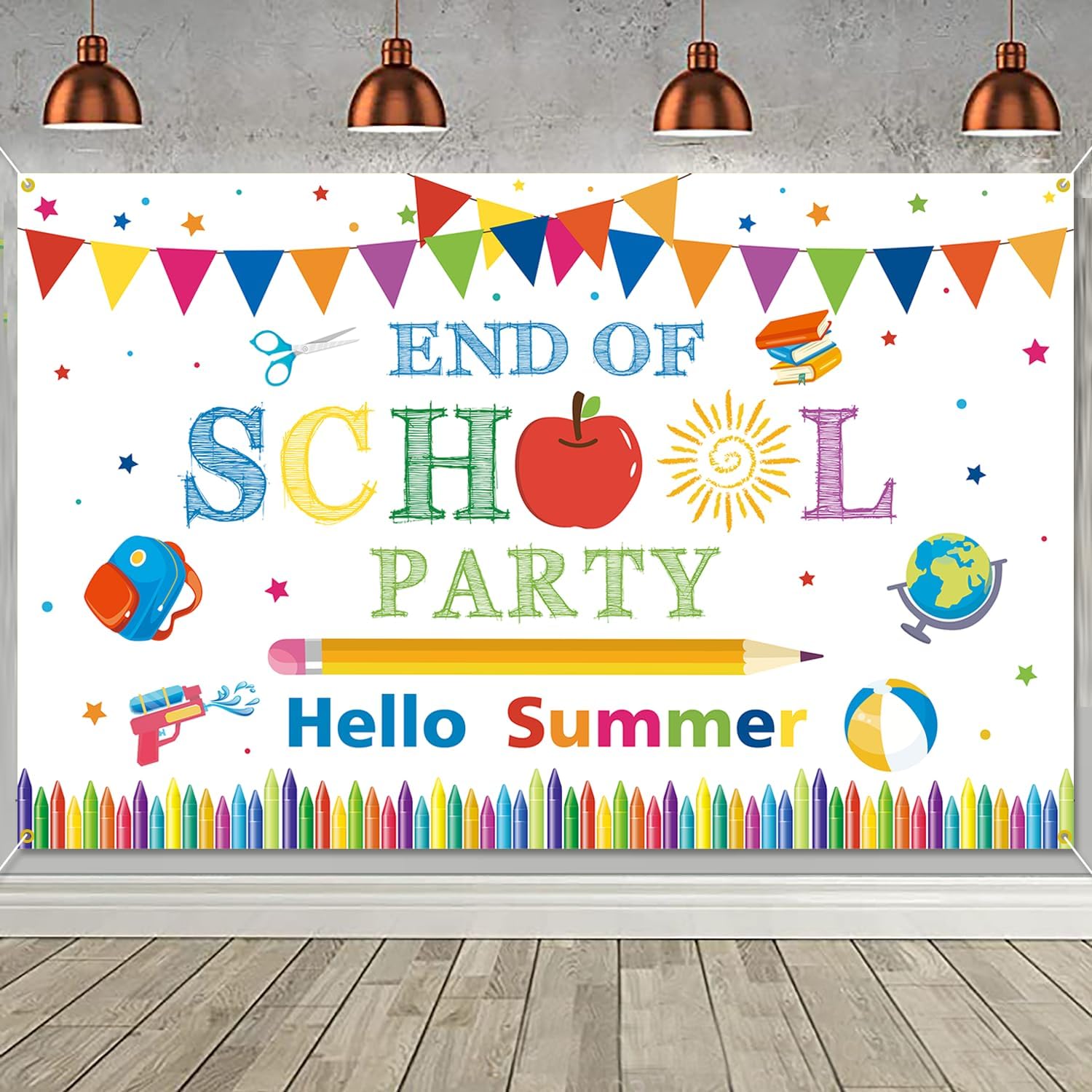 5.9x3.6Ft End of School Party Photo Studio Booth Backdrops Props ...