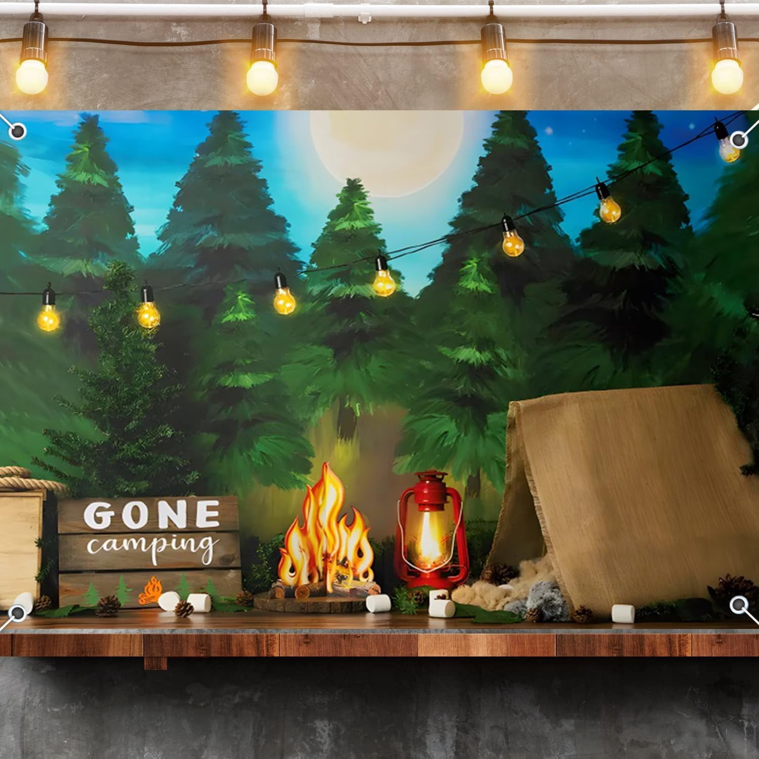 5.9x3.6Ft Gone Camping Backdrop for Photoshoot Camping Themed Party ...