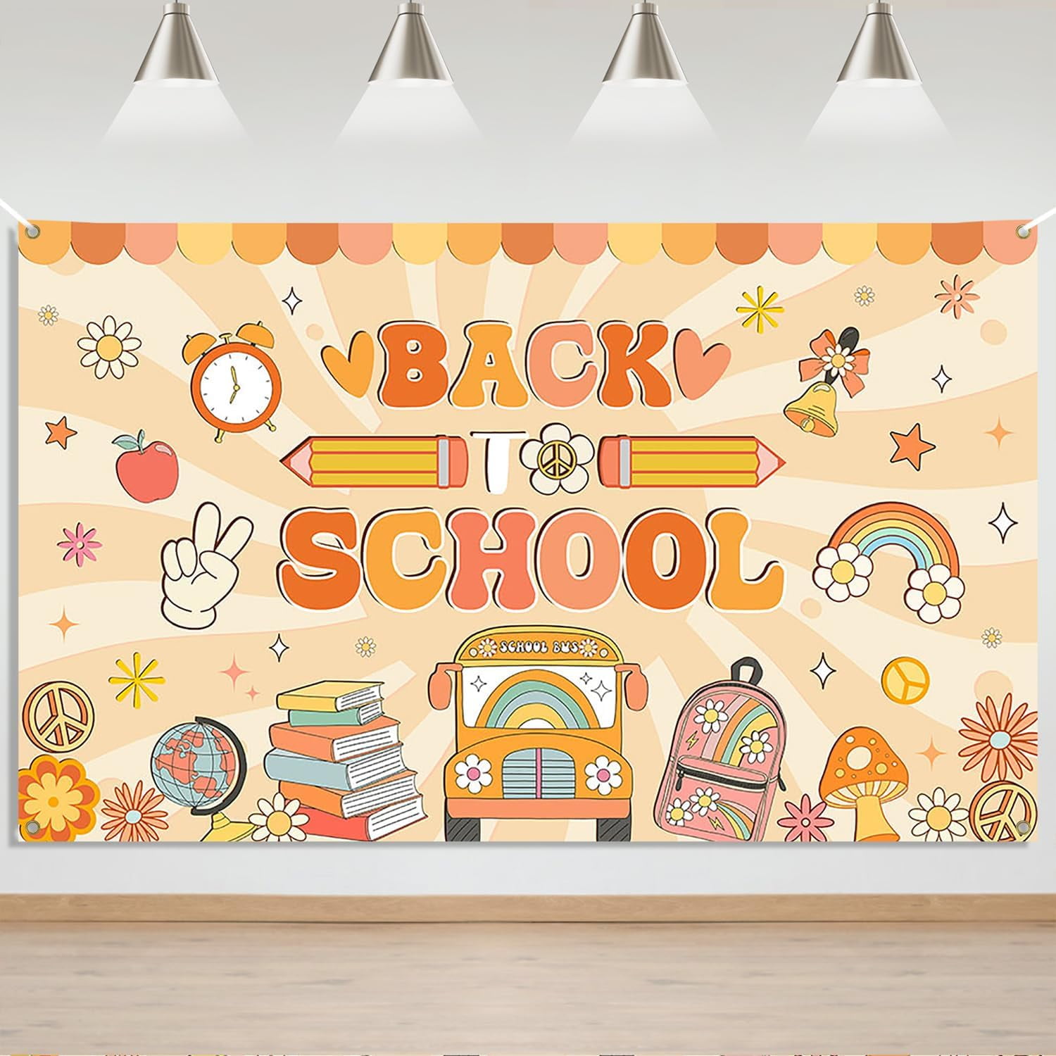 5.9x3.6Ft Groovy Back to School Backdrop First Day of School Boho Party ...