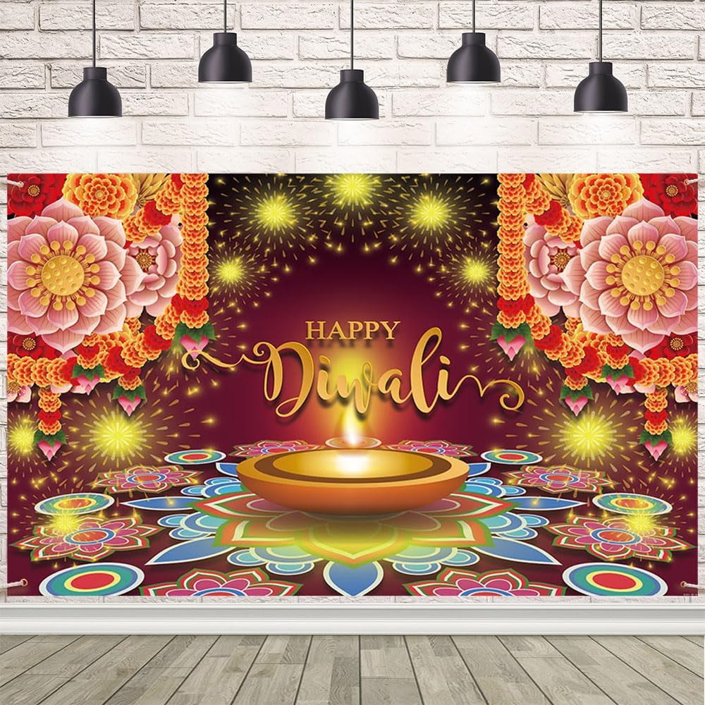 5.9x3.6Ft Happy Diwali Backdrop India Festival Diwali Photography ...