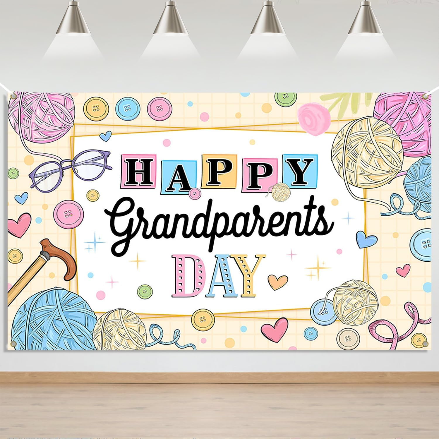 5.9x3.6Ft Happy Grandparents Day Backdrop Banner Love Grandparents ...