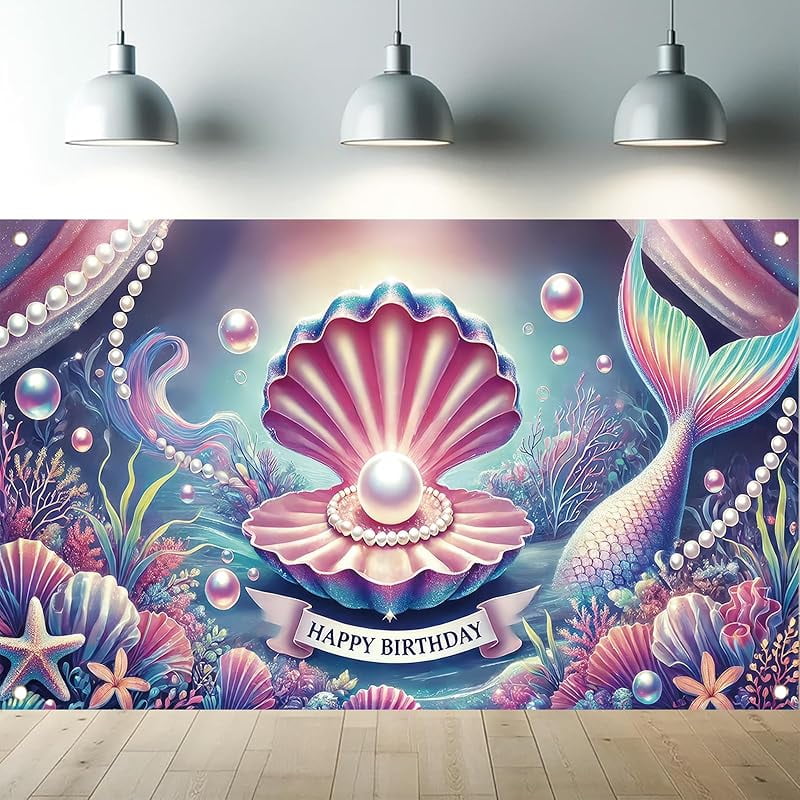 5.9x3.6Ft Mermaid Backdrop Under The Sea Scales Birthday Backdrop ...