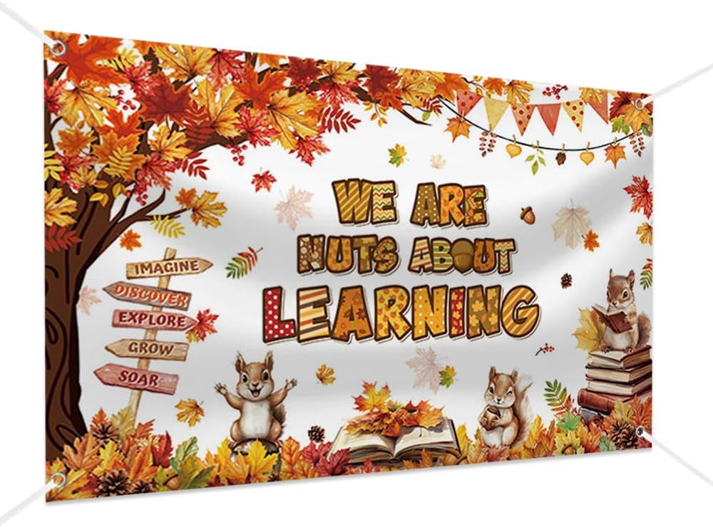 5.9x3.6Ft We Are Nuts About Learning Backdrop Big Tree Autumn Maple ...