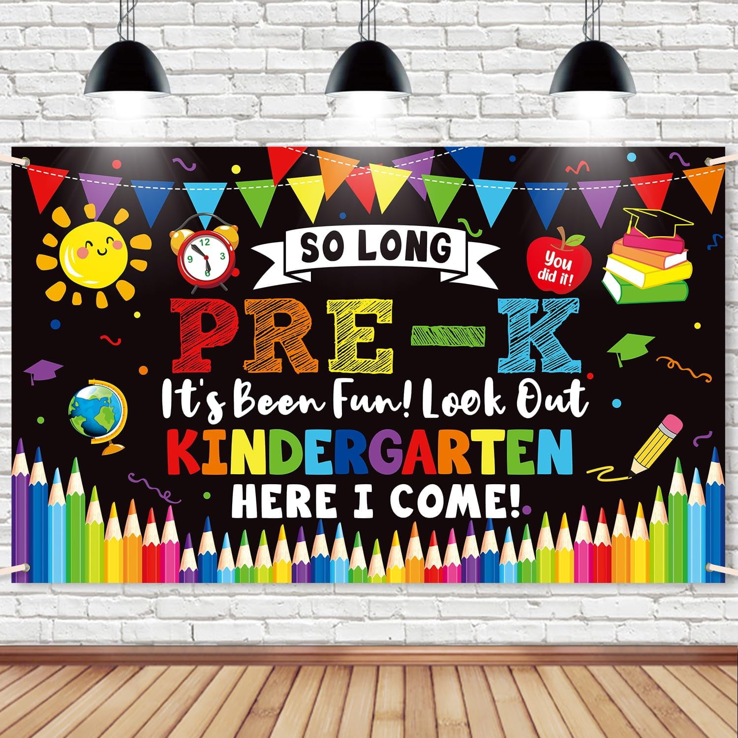 5.9x3.6Ft PRE-K Backdrop Decorations 2025 Preschool Graduation Banner ...