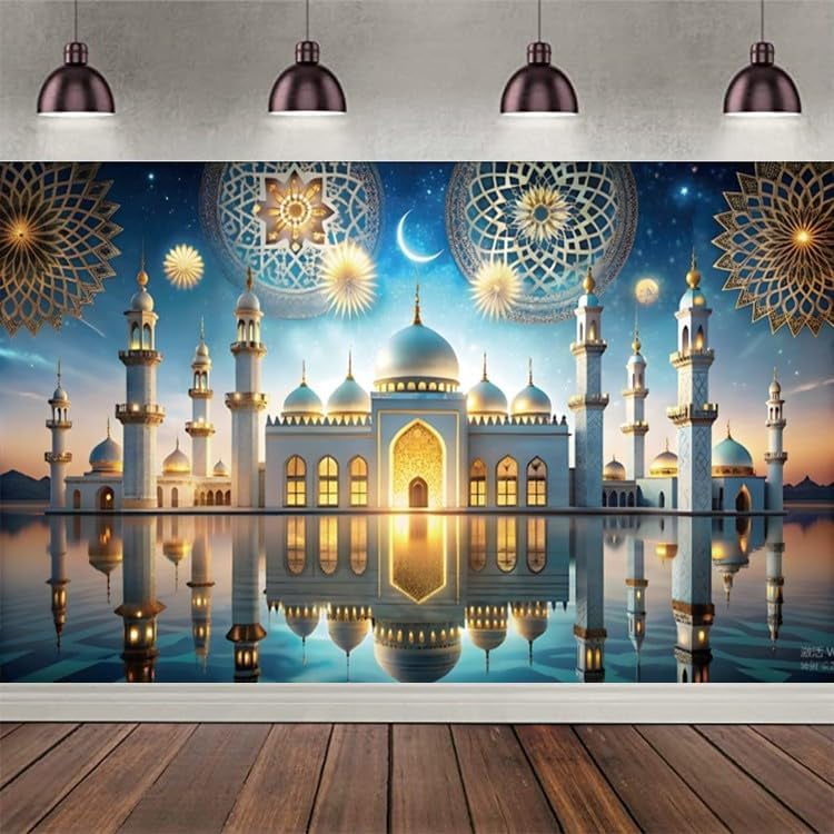 5.9x3.6Ft Ramadan Kareem Backdrop, Muslim Ramadan Mubarak Banner ...