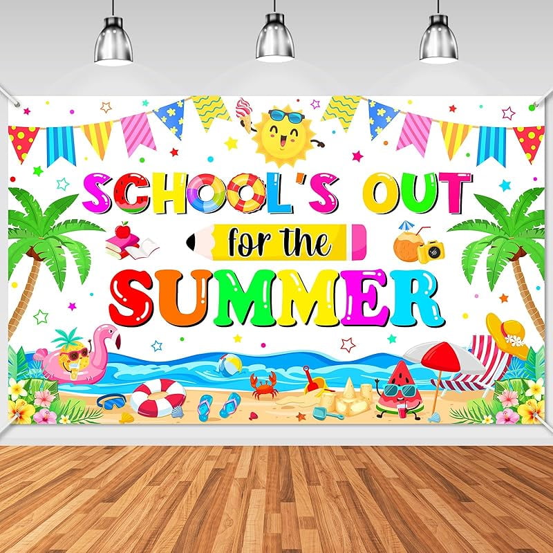 5.9x3.6Ft School's Out for The Summer Banner End of School Year Theme ...