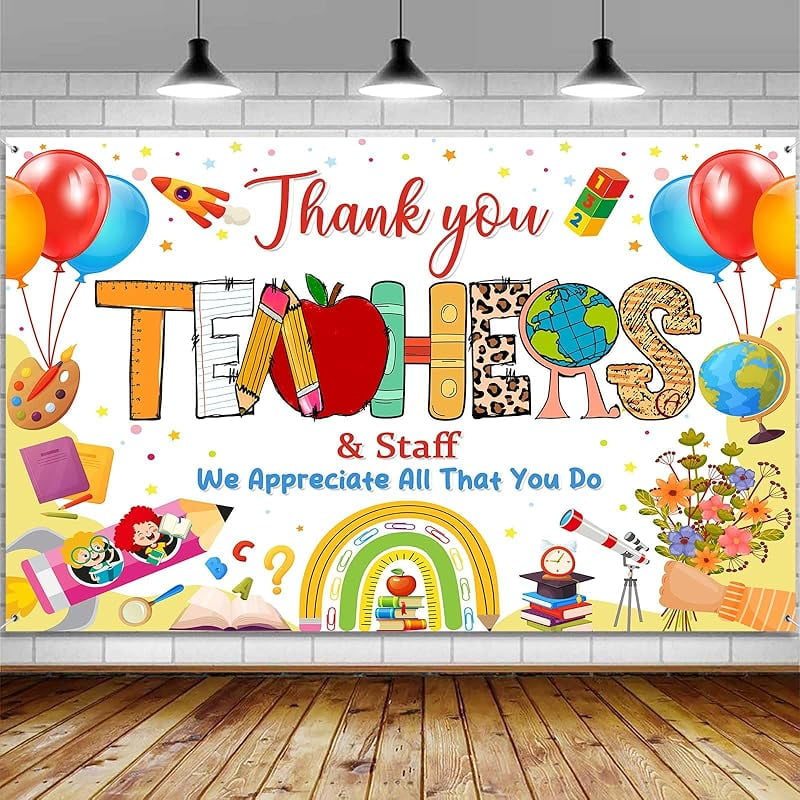 5.9x3.6Ft Teacher Appreciation Banner Backdrop, We Appreciate You ...