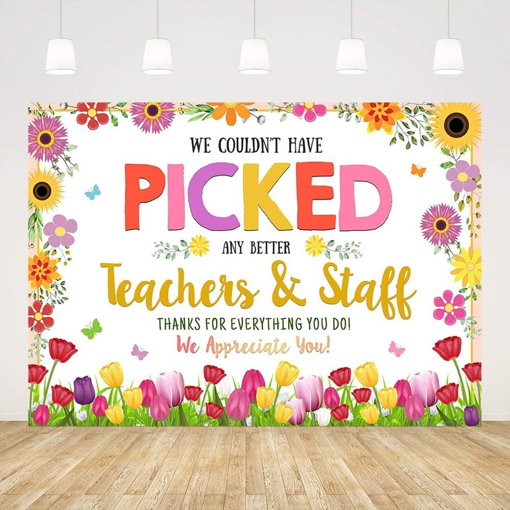 5.9x3.6Ft Thank You Teachers Backdrop Staff Teacher Appreciation Party ...